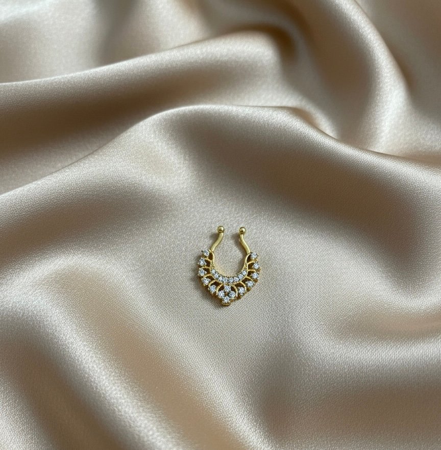Premium AD Stone Mallika Non Piercing Septum Ring – JewelBee